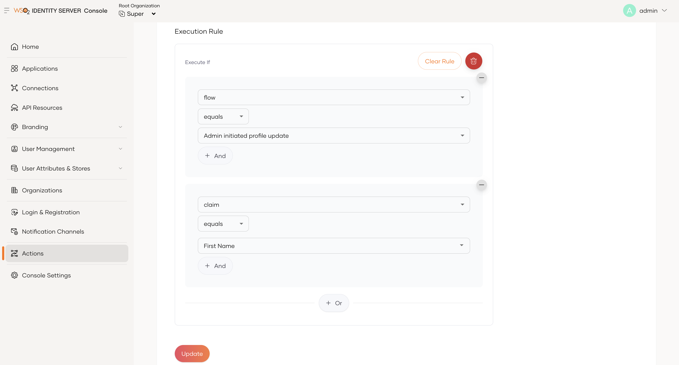 Pre update profile action - WSO2 Identity Server