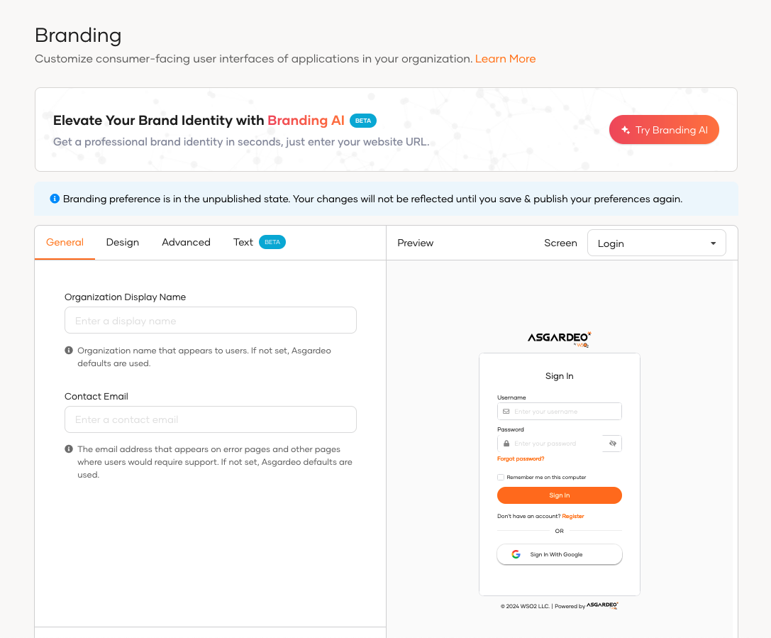 Branding AI - WSO2 Identity Server