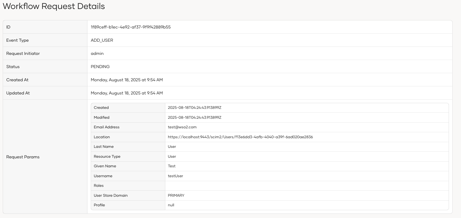 Workflow requests - WSO2 Identity Server